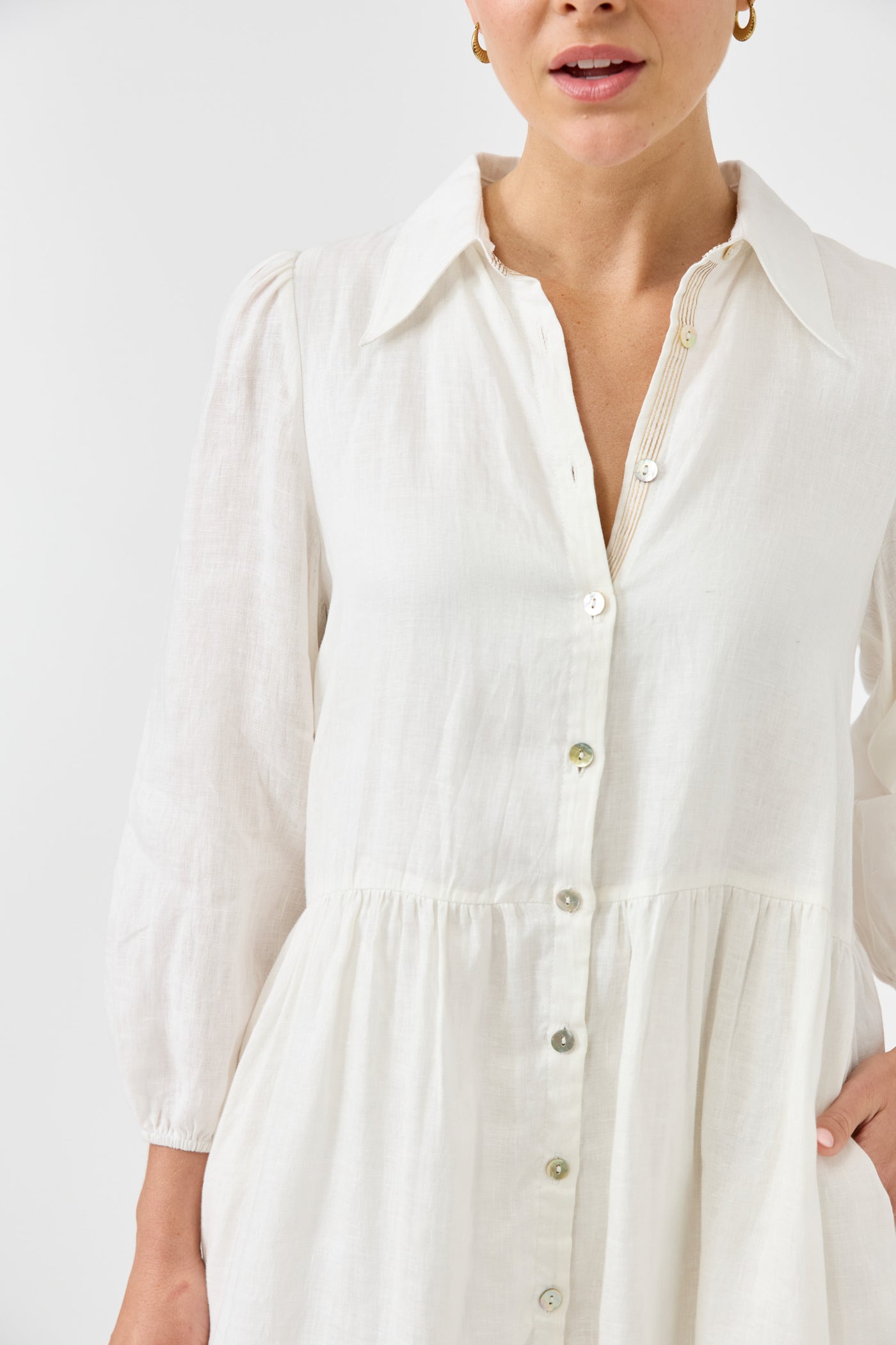 Studio Midi Shirt Dress - Salt