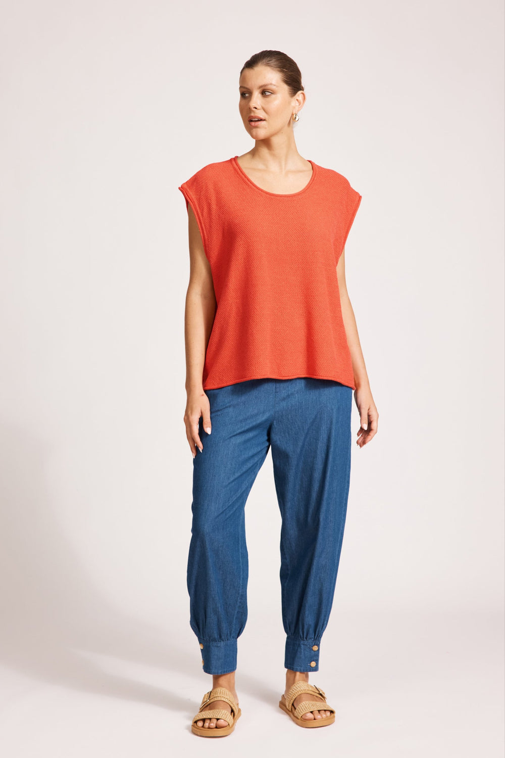 Artemis Sleeveless Knit Top - Coral